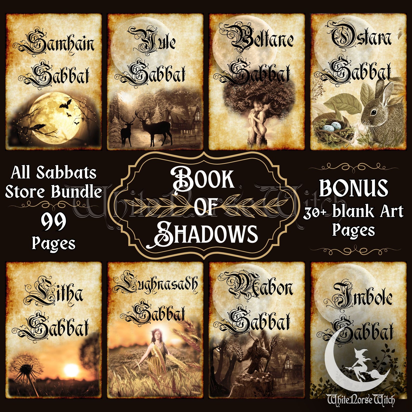 Book of Shadows Bundle – All 8 Pagan Sabbats, 130+ Printable PDF Pages ...