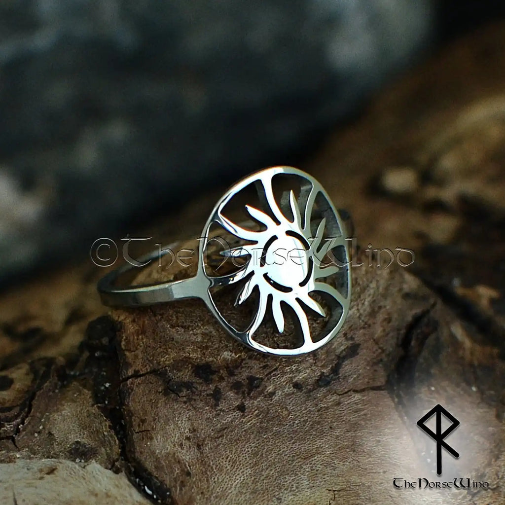 Celtic Sun Solstice Ring - Stainless Steel Norse Jewelry | The Norse Wind