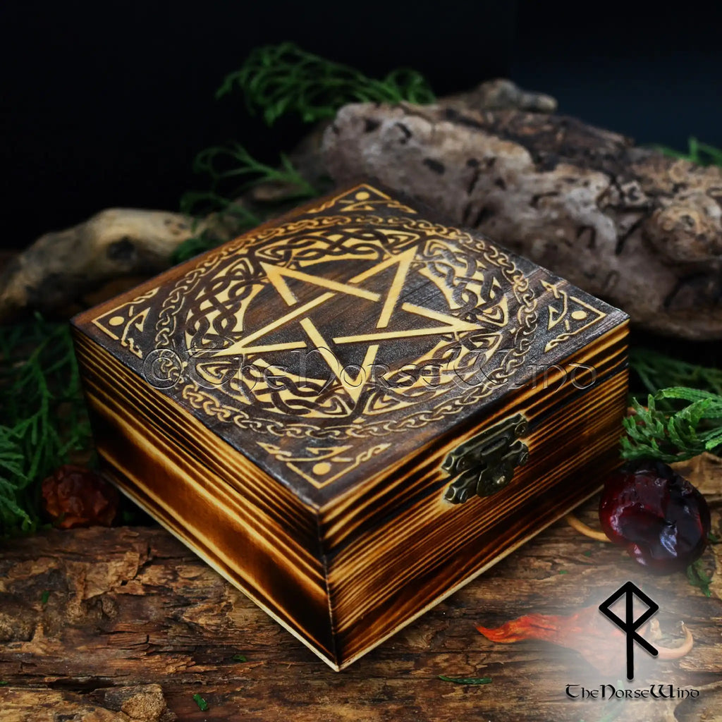 Wiccan Pentagram Box | Handcrafted Wooden Pentacle Altar Chest – The ...
