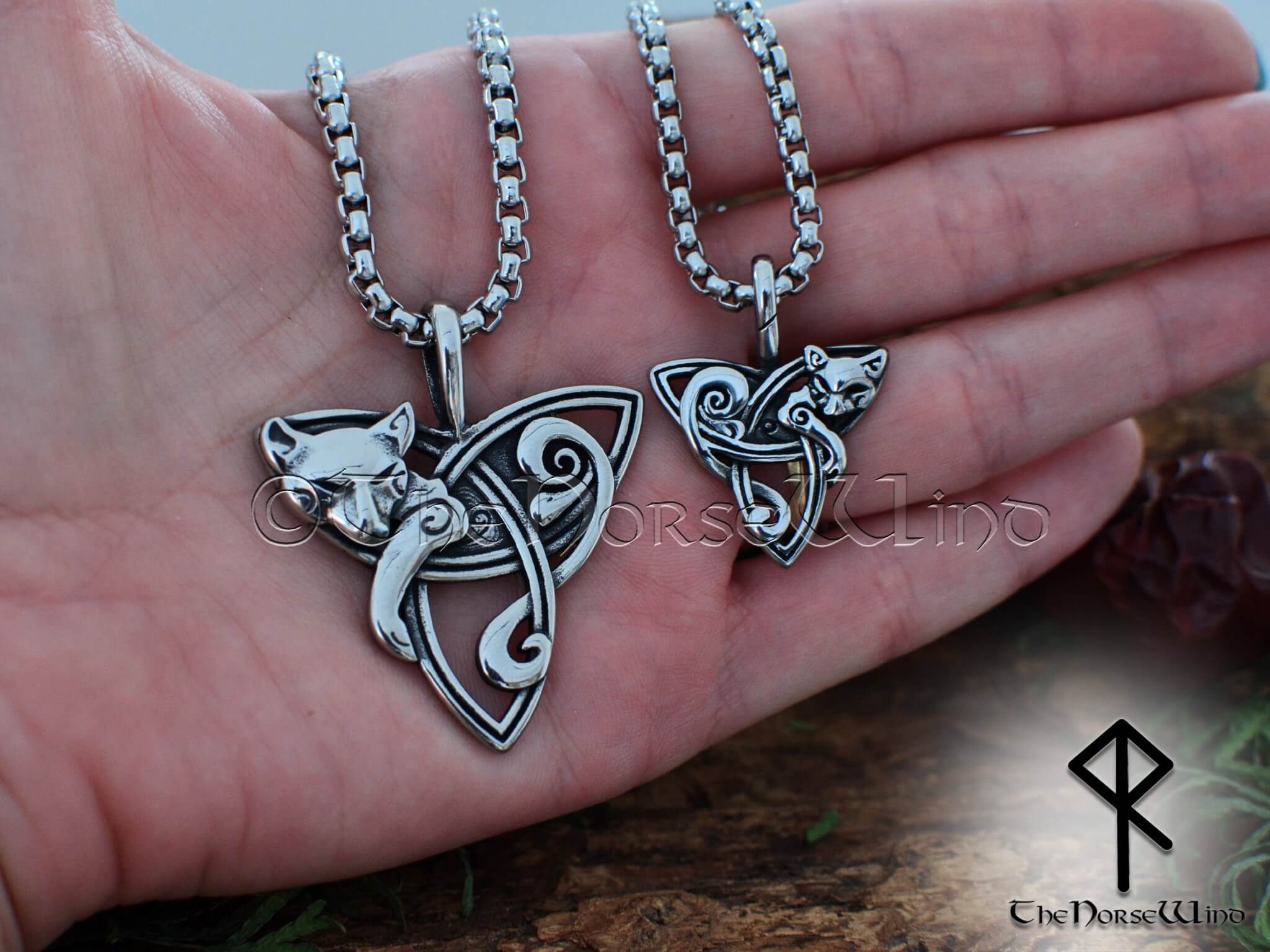 Freya's Cat Viking Necklace, Celtic Triquetra Pendant | The Norse Wind ...