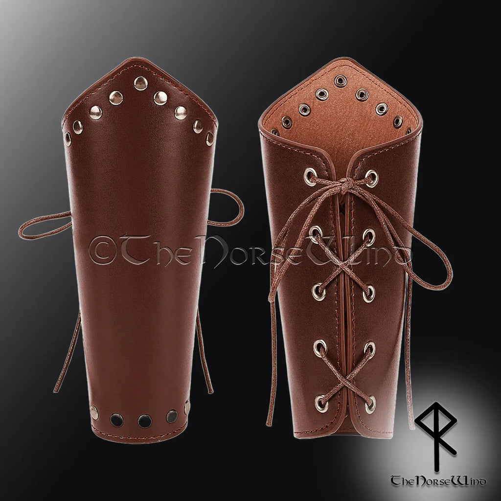 Medieval Leather Bracers, Viking Arm Guards in Black/Brown LARP Armor ...