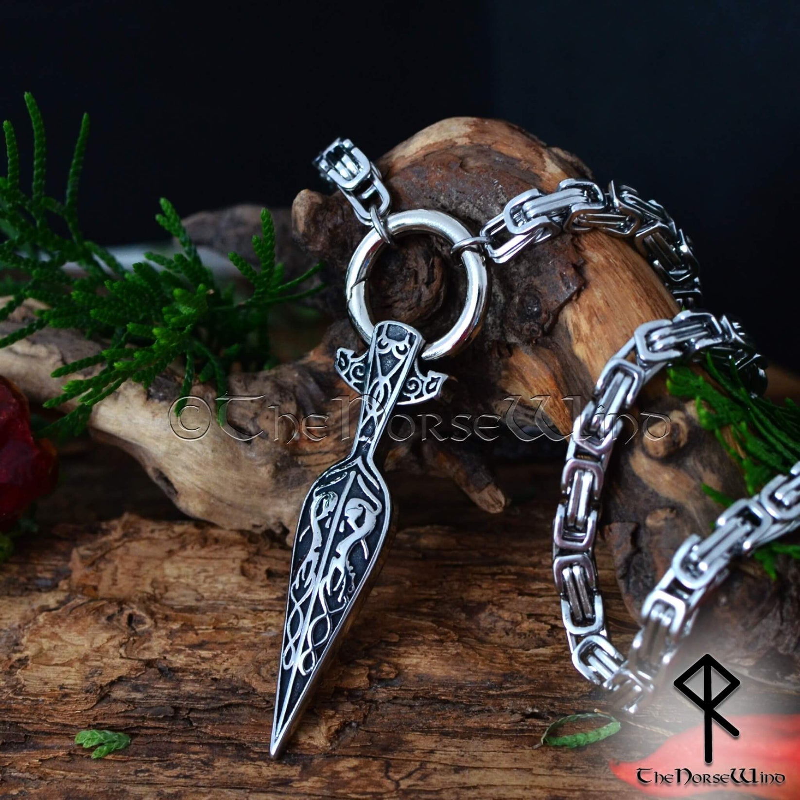 Gungnir Viking Necklace - Solid Odin's Spear Pendant | The Norse Wind