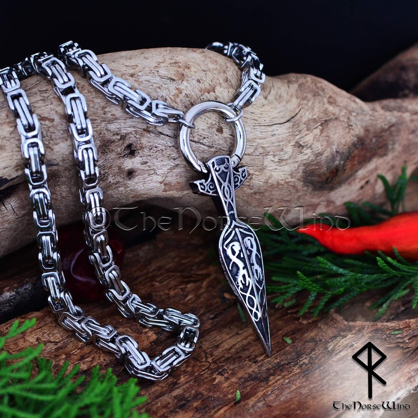 Gungnir Viking Necklace - Solid Odin's Spear Pendant | The Norse Wind
