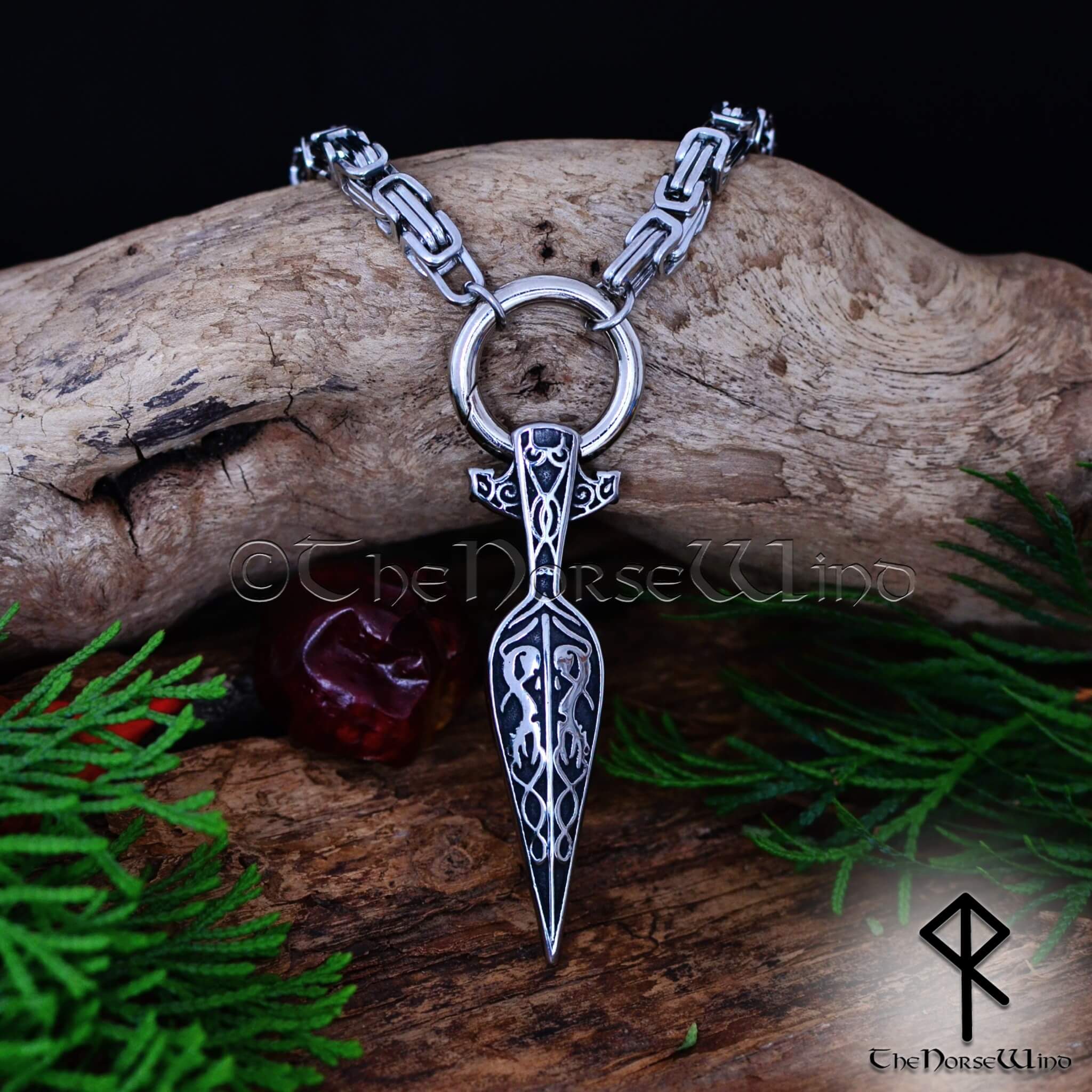 Gungnir Viking Necklace - Solid Odin's Spear Pendant | The Norse Wind