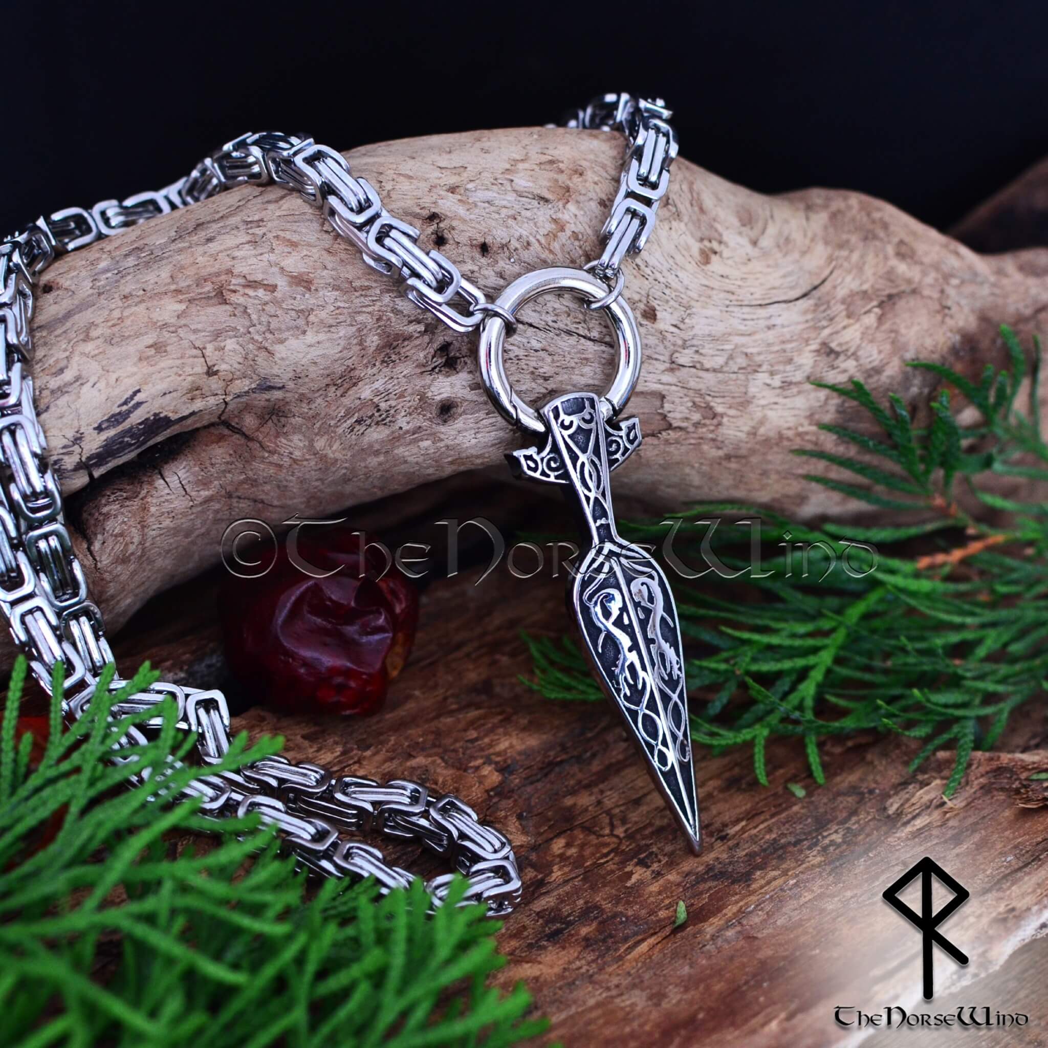 Gungnir Viking Necklace - Solid Odin's Spear Pendant | The Norse Wind
