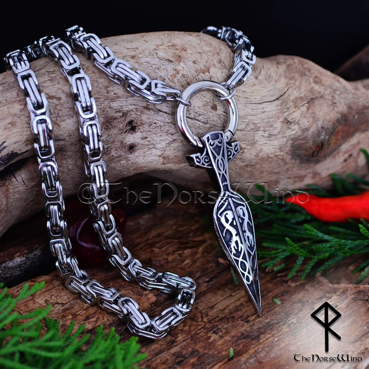 Gungnir Viking Necklace - Solid Odin's Spear Pendant | The Norse Wind