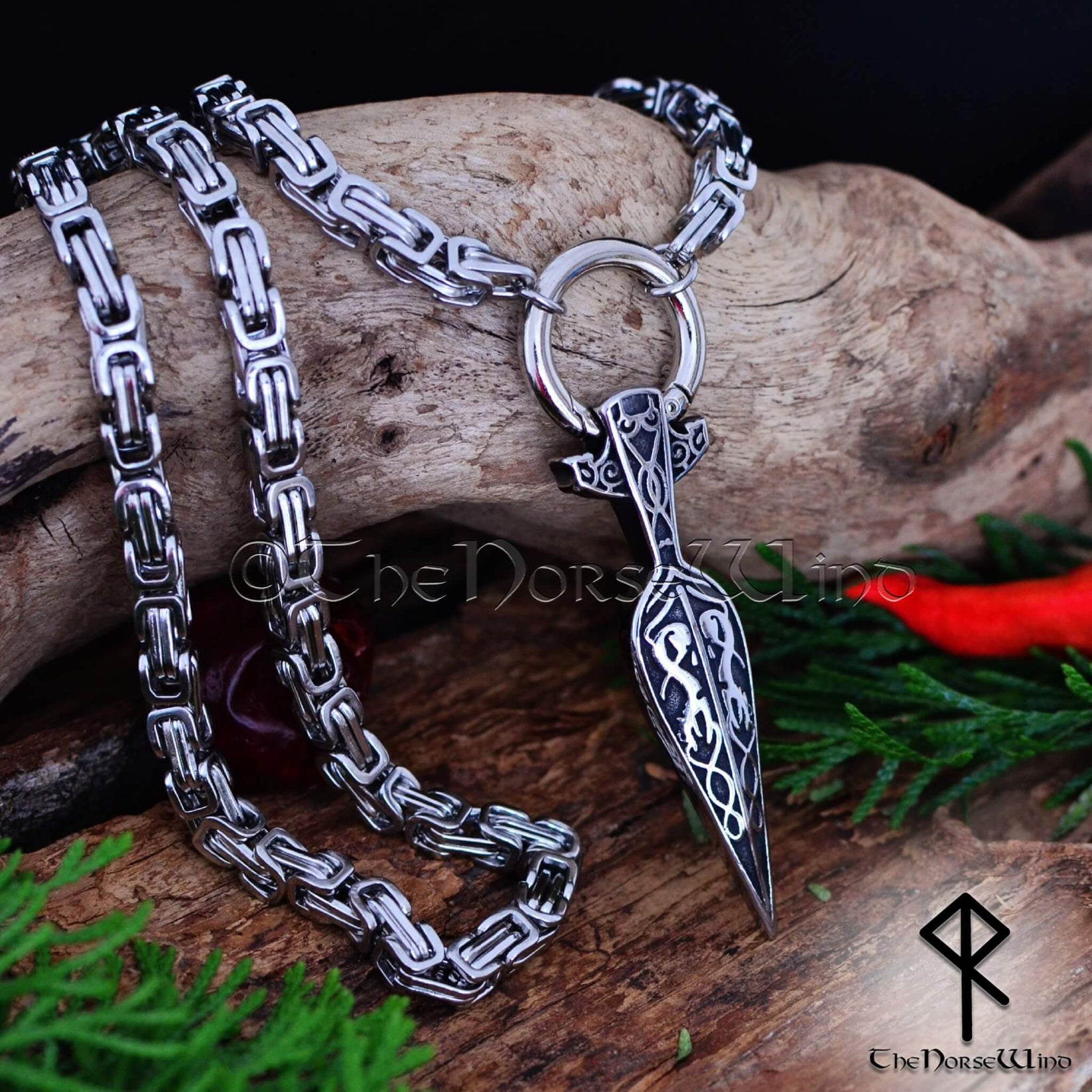 Gungnir Viking Necklace - Solid Odin's Spear Pendant | The Norse Wind