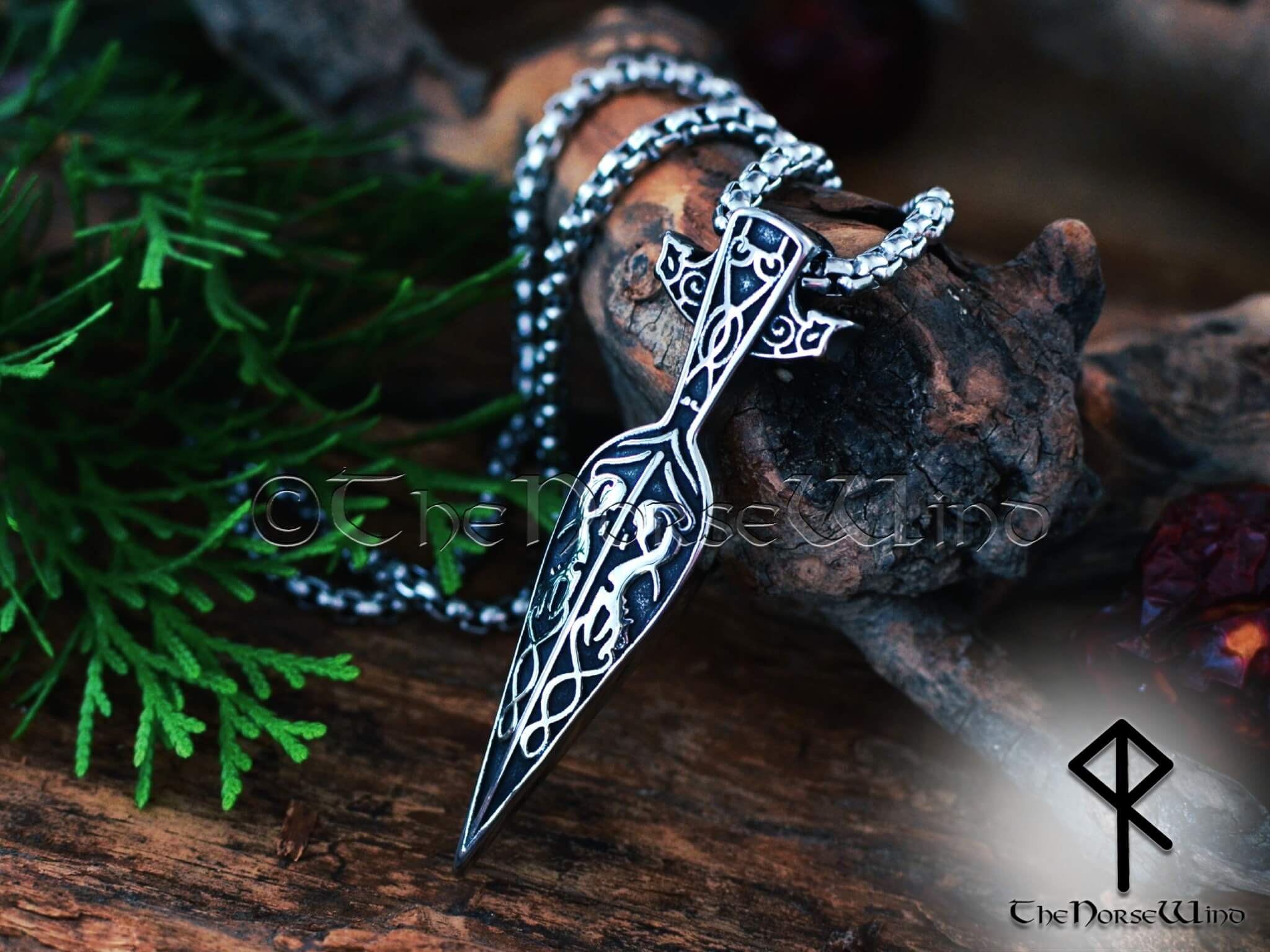 Gungnir Viking Necklace - Odin's Spear Stainless Steel Arrowhead Norse ...
