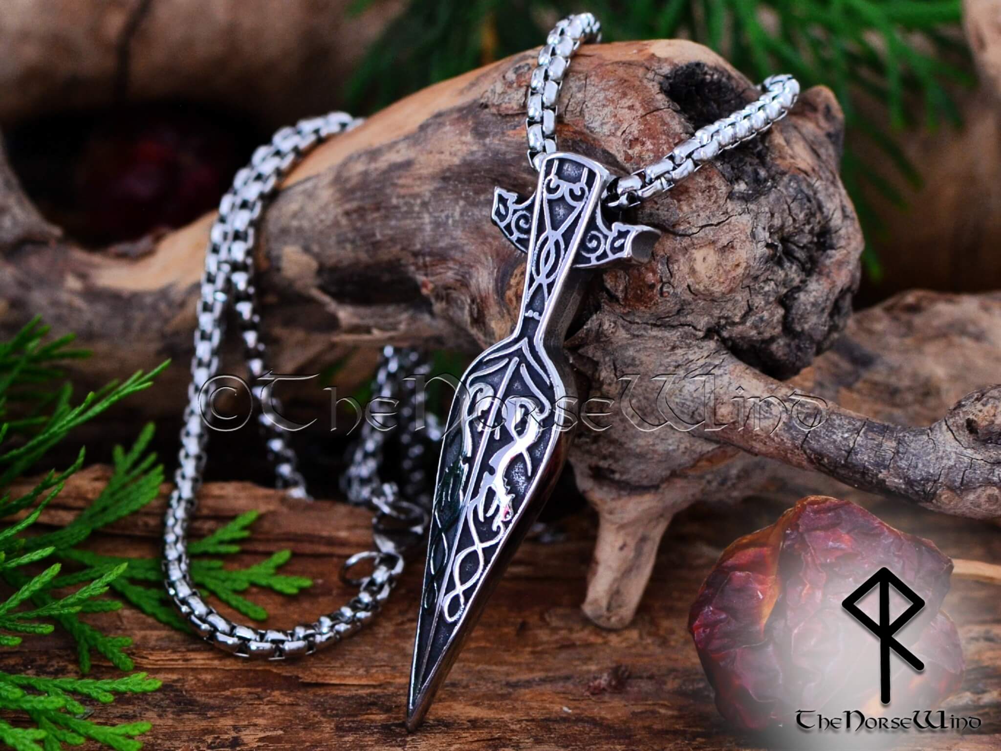 Gungnir Viking Necklace - Odin's Spear Stainless Steel Arrowhead Norse ...