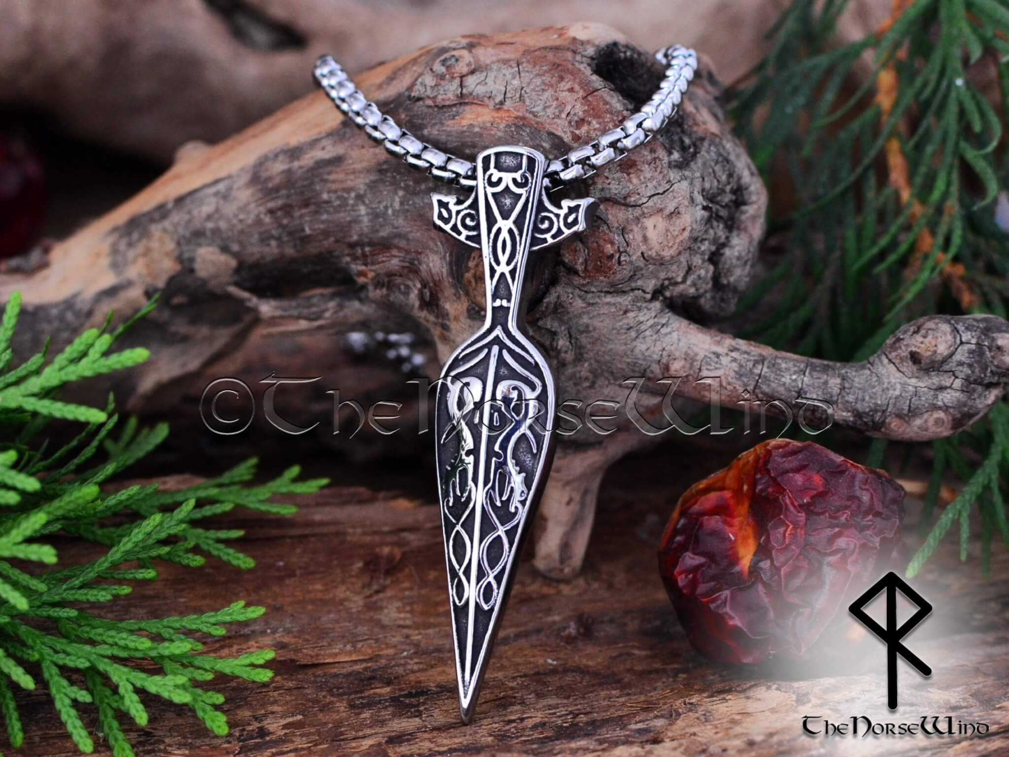Gungnir Viking Necklace - Odin's Spear Stainless Steel Arrowhead Norse ...