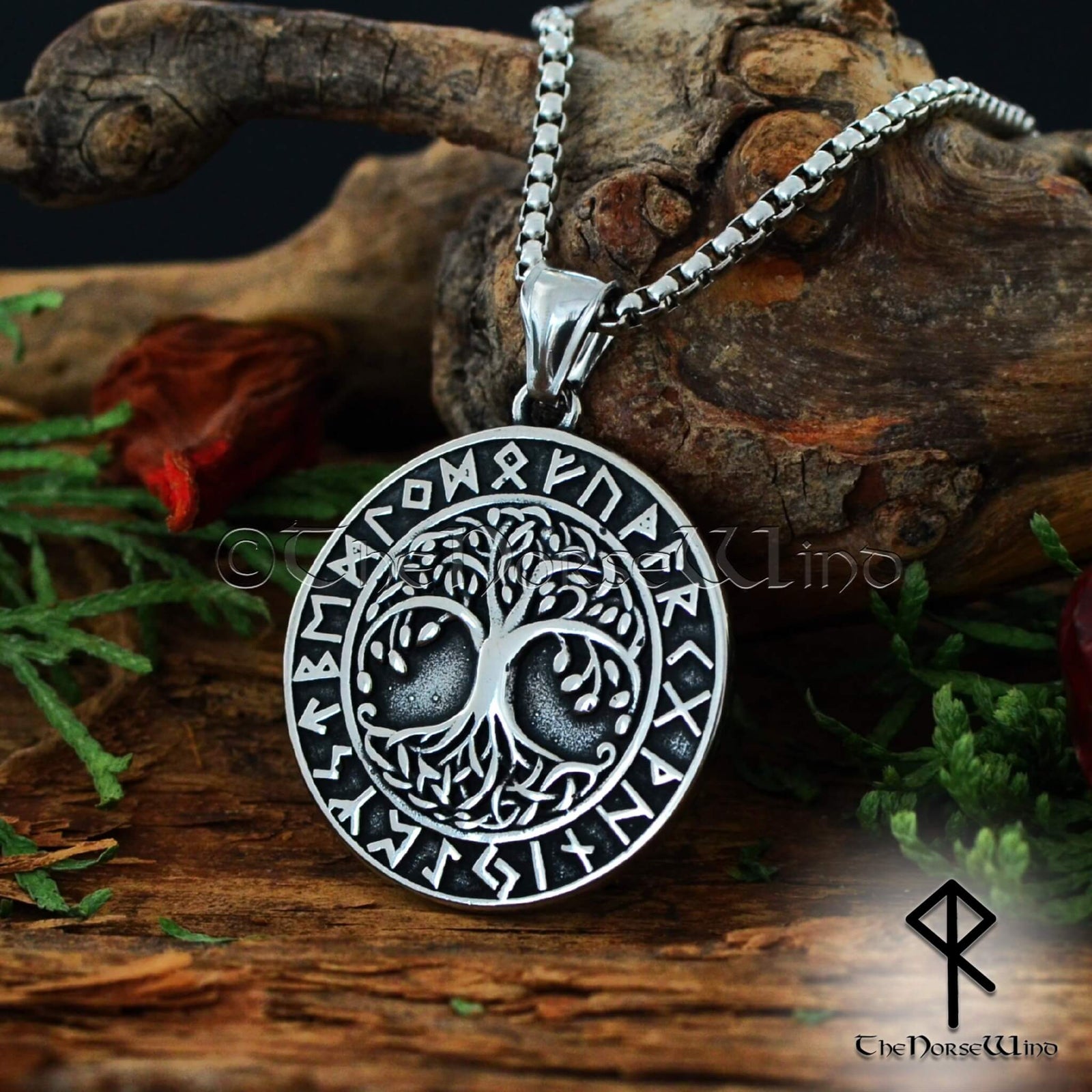 Yggdrasil Viking Necklace, Norse Runes Pendant, Stainless Steel – The ...