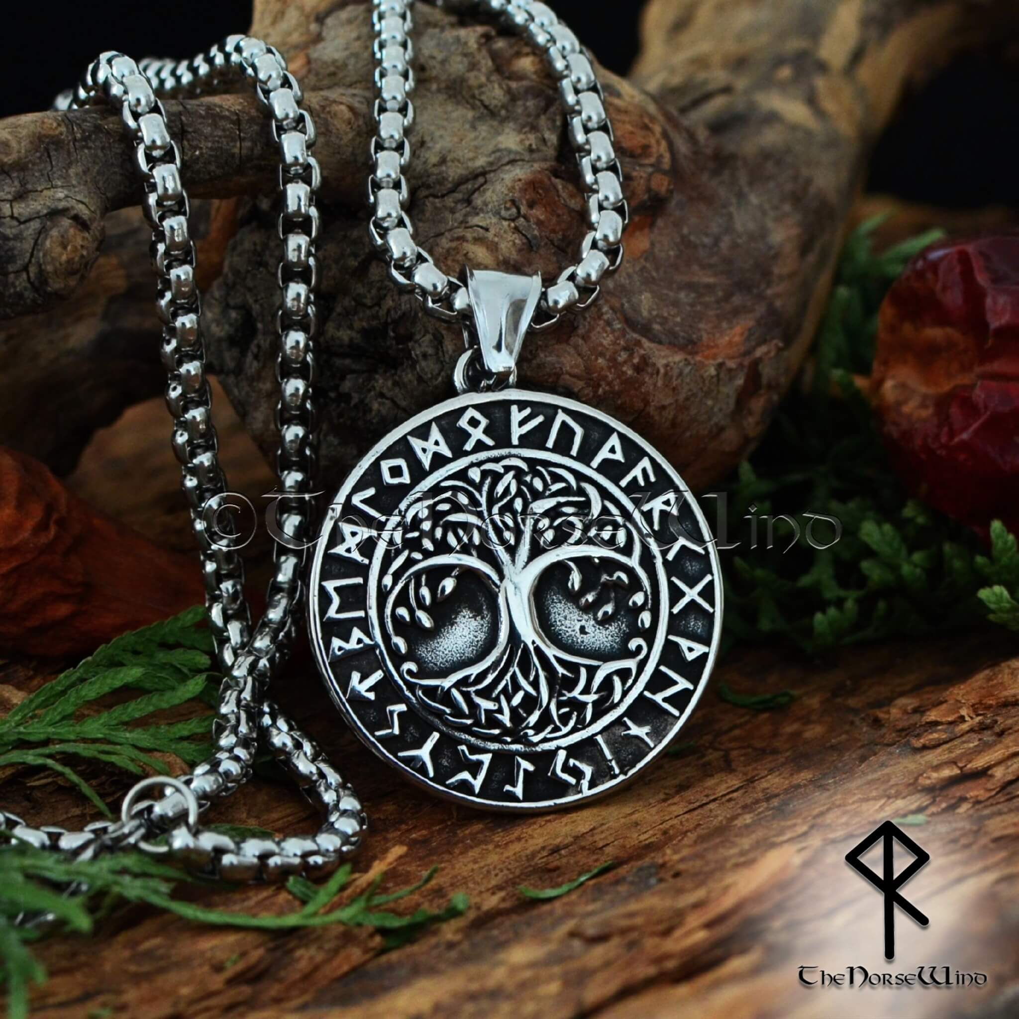 Yggdrasil Viking Necklace, Norse Runes Pendant, Stainless Steel – The ...