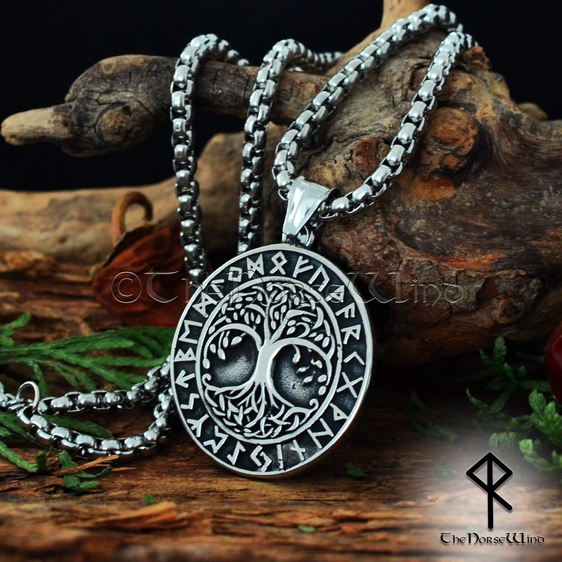 Yggdrasil Viking Necklace, Norse Runes Pendant, Stainless Steel – The ...