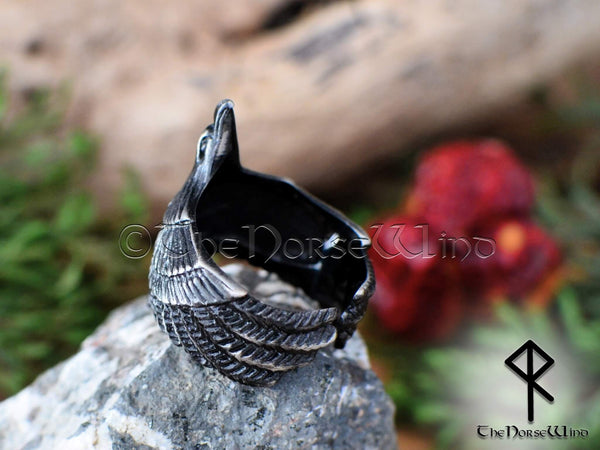 Viking Raven Ring - Norse Mythology Flying Raven Steel Jewelry | The ...
