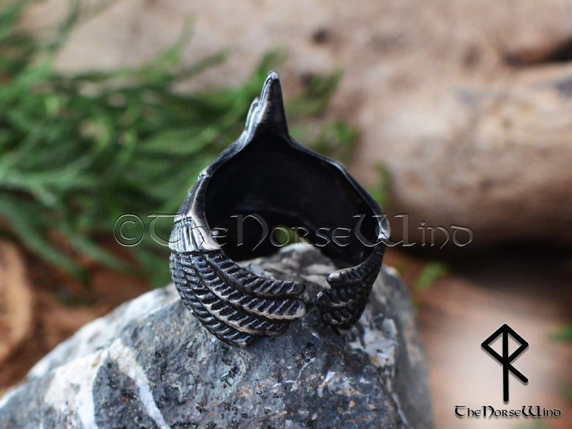 Viking Raven Ring - Norse Mythology Flying Raven Steel Jewelry | The ...