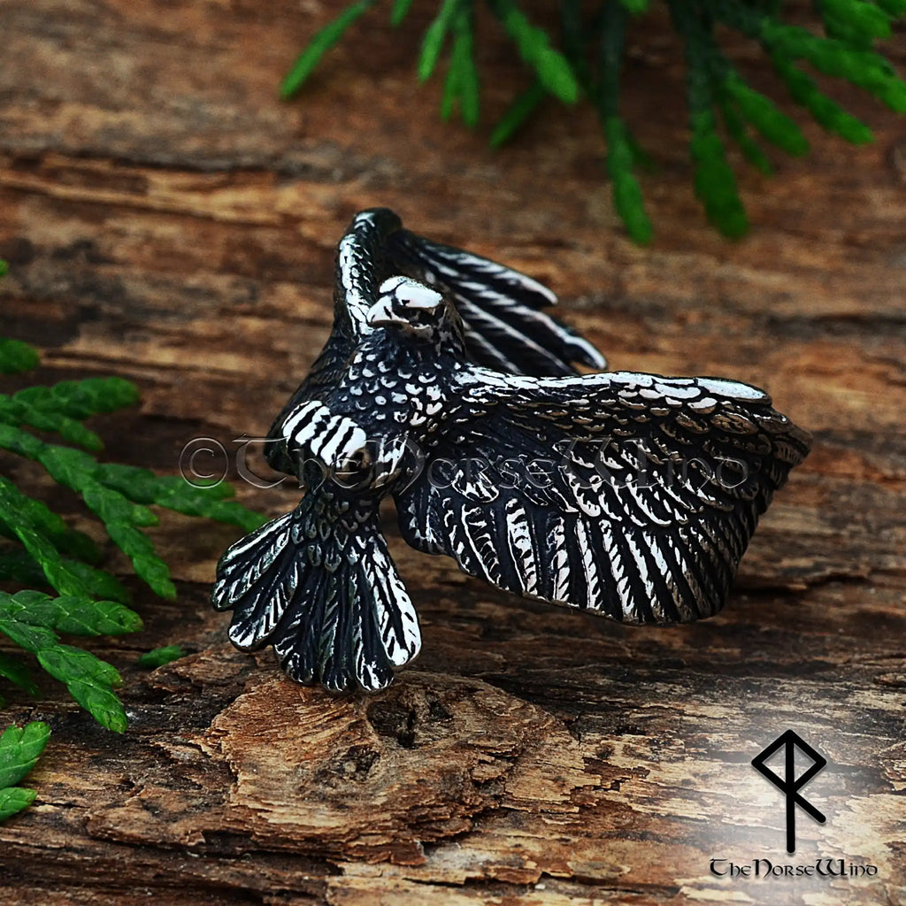 Viking Raven Ring | Huginn & Muninn Norse Men’s Adjustable Ring – The ...