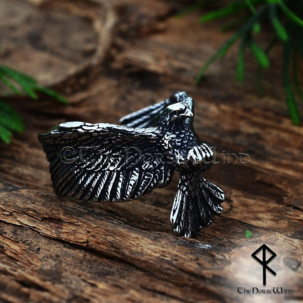Viking Raven Ring | Huginn & Muninn Norse Men’s Adjustable Ring – The ...