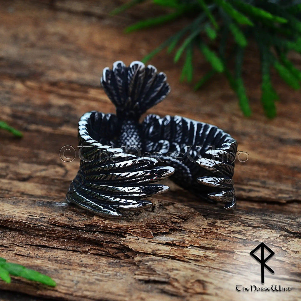 Viking Raven Ring | Huginn & Muninn Norse Men’s Adjustable Ring – The ...