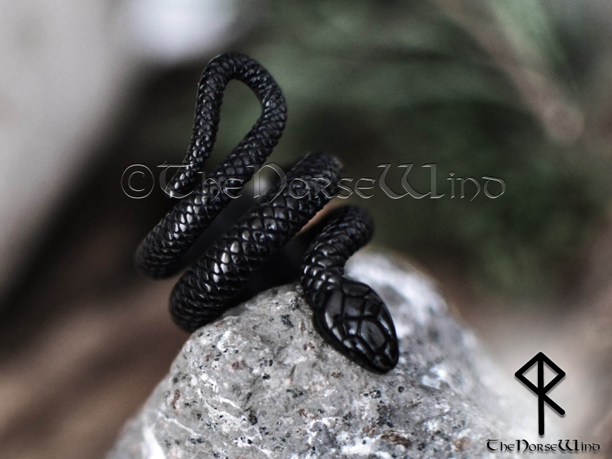 Viking Serpent Ring - Black Steel Gothic Snake Ring | The Norse Wind