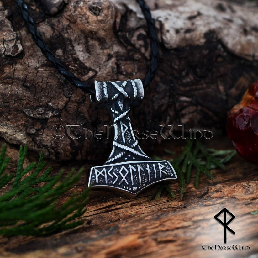 Thor's Hammer Viking Necklace, Norse Mjolnir Pendant | The Norse Wind