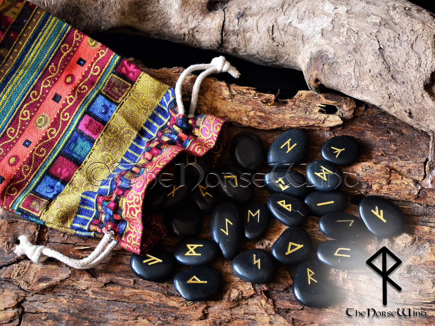 Viking Rune Stones Set Black Obsidian - Elder Futhark | The Norse Wind