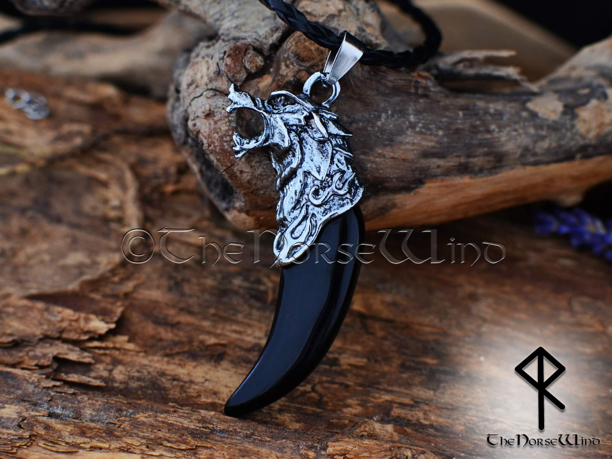 Viking Necklace: Fenrir Wolf Black Tooth Norse Pendant | TheNorseWind ...