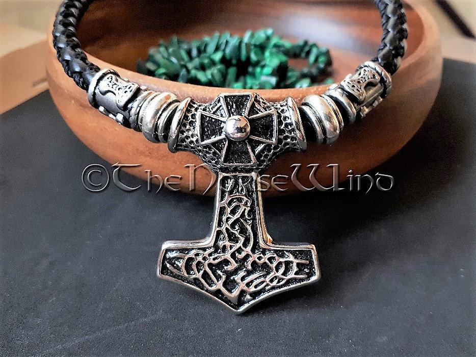 Thor's Hammer Necklace, Viking Mjolnir Pendant Celtic Cross ...