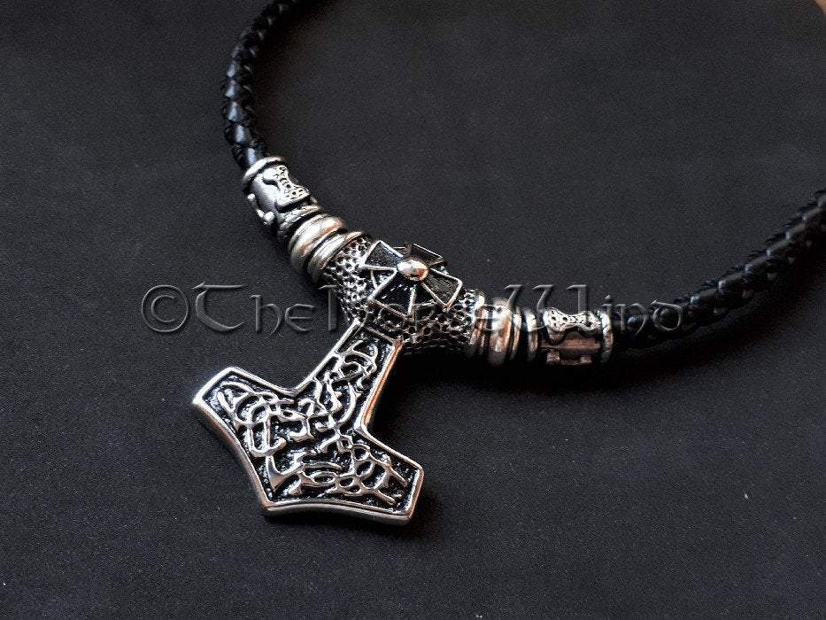 Thor's Hammer Necklace, Viking Mjolnir Pendant Celtic Cross ...