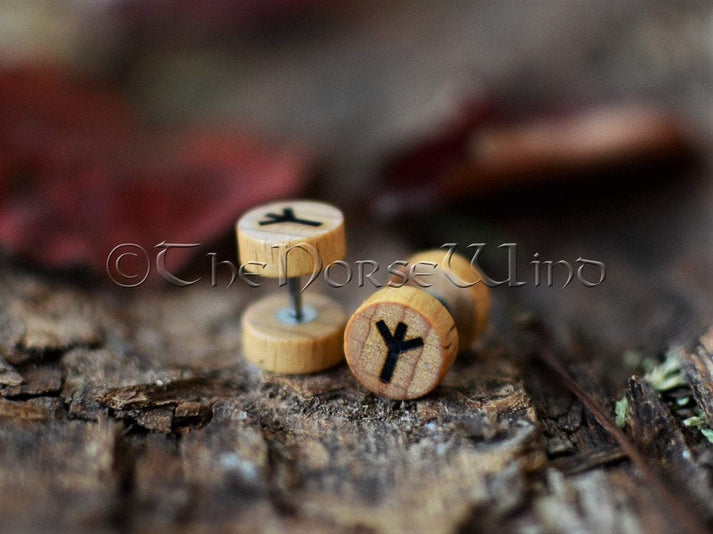 Viking Runes Earrings | Wooden Ear Plugs | Rune Gauges - TheNorseWind ...