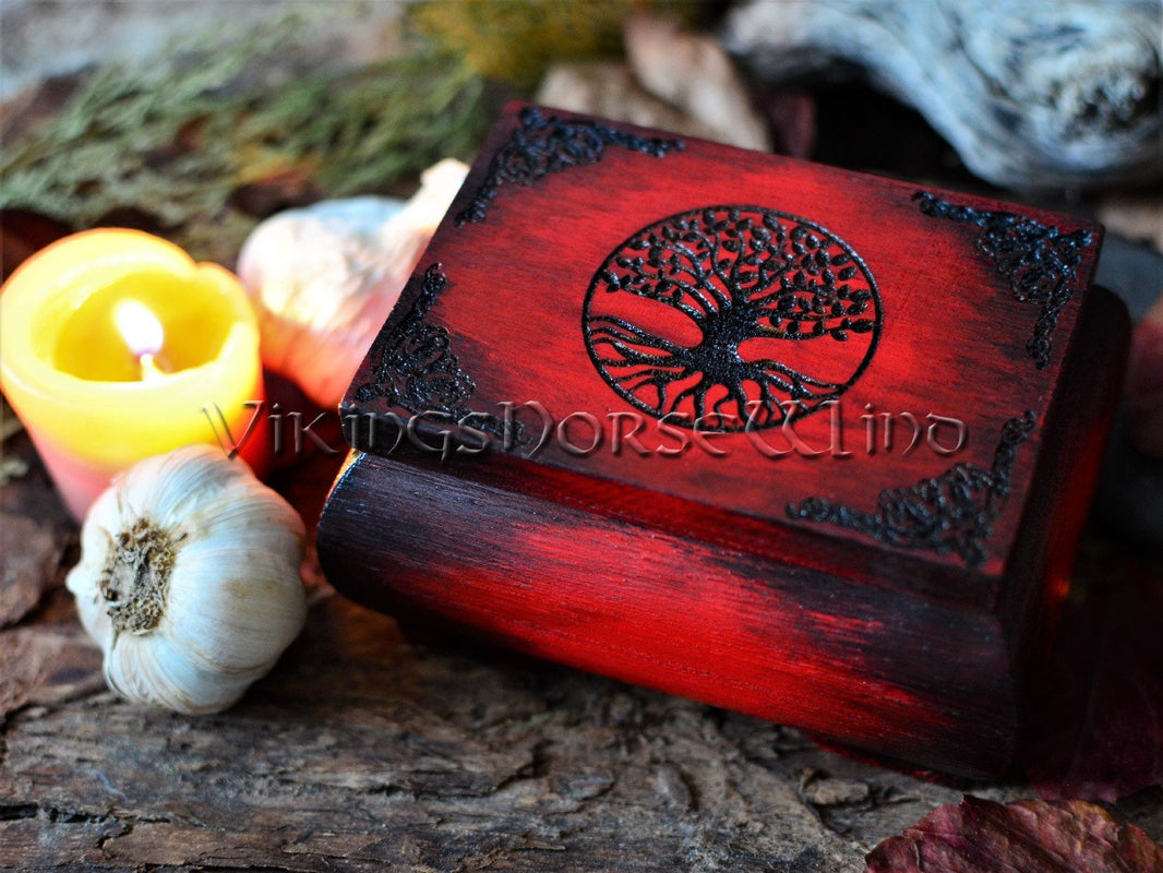 Handcrafted Wooden Boxes with Nordic Symbols | Viking-Inspired Designs ...