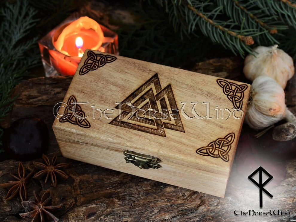 Valknut Box, Viking Altar Decor, Wooden Runes Chest - TheNorseWind ...