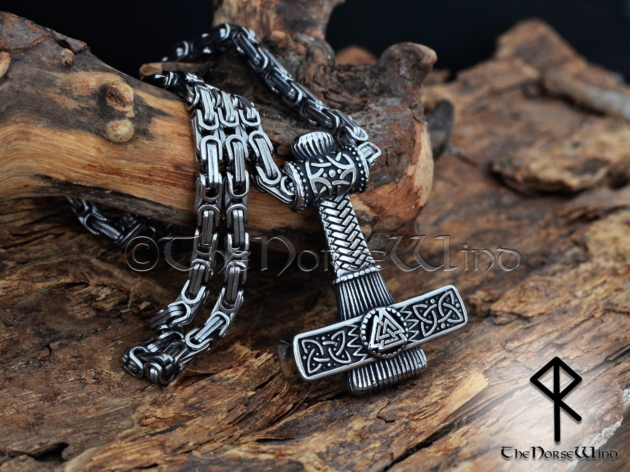 Thor's Hammer Viking Necklace, Mjolnir Valknut Pendant | TheNorseWind