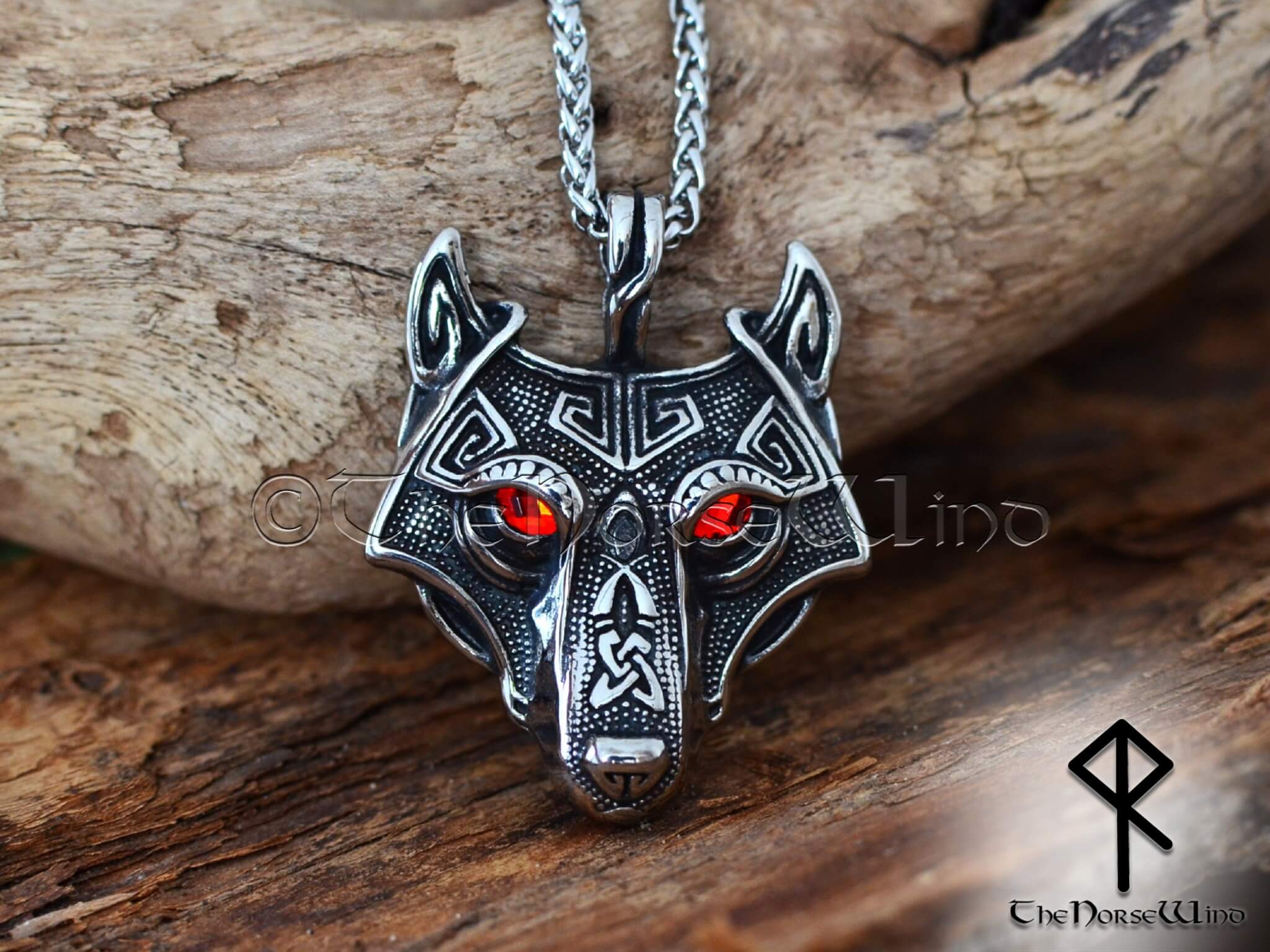 Fenrir Wolf Viking Necklace, Personalized Norse Wolf Head Pendant ...