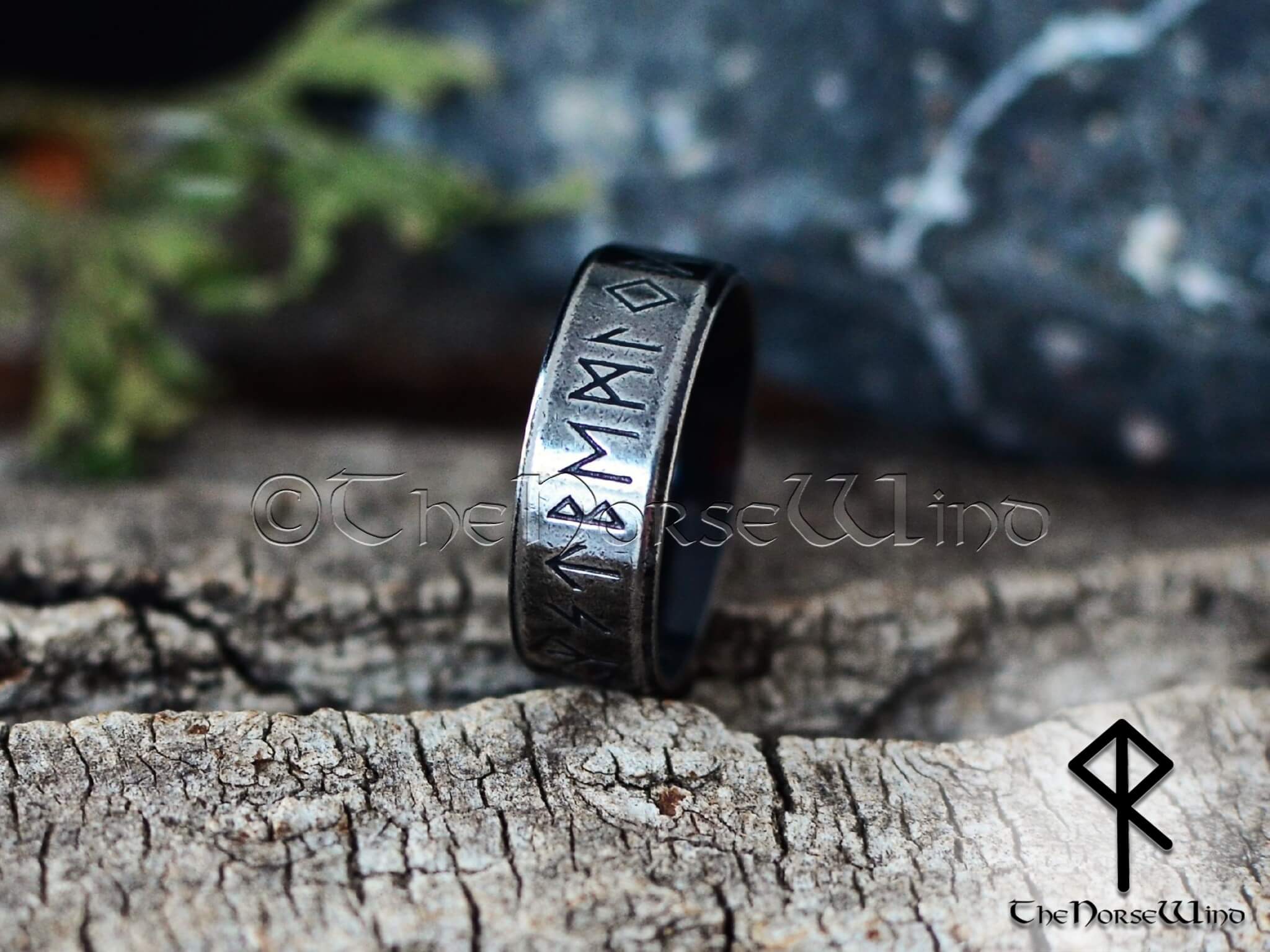 Viking Runes Ring, Norse Wedding Band, Engagement Ring - TheNorseWind
