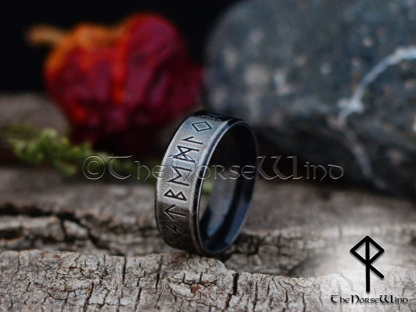 Viking Runes Ring, Norse Wedding Band, Engagement Ring - TheNorseWind ...