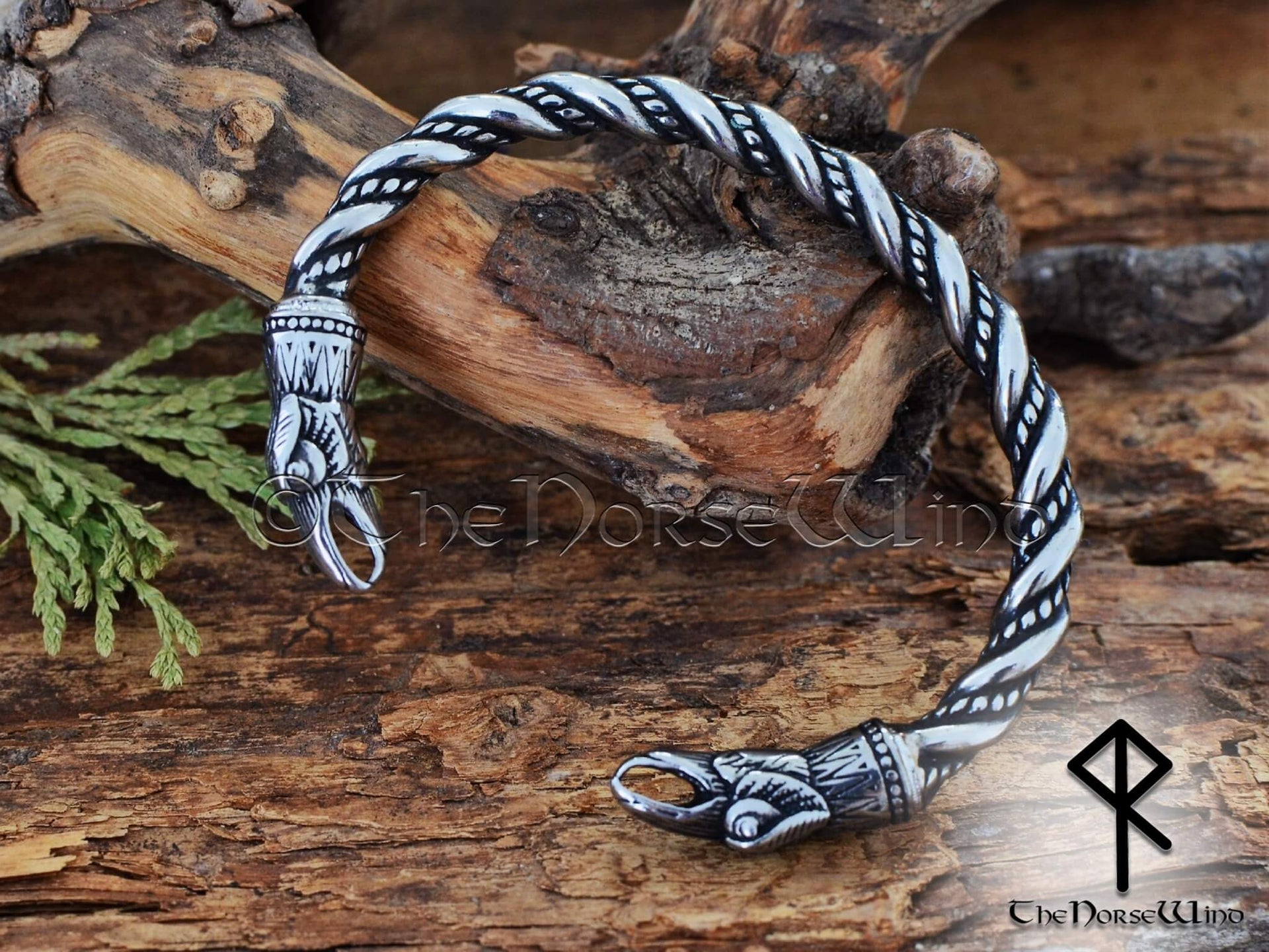 Viking Raven Bracelet, Odin Ravens Head Torc, Norse Arm Ring ...